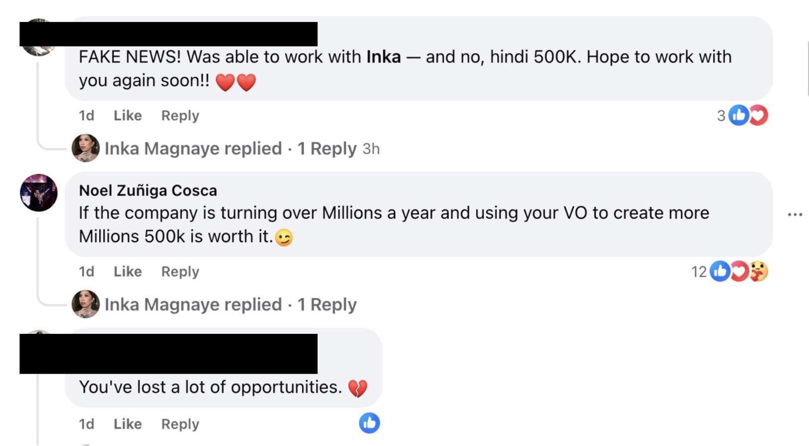 Inka Magnaye sets the record straight on Php 500,000 talent fee rumors