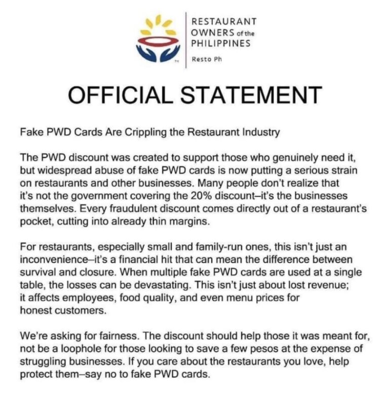 'Restaurant Owners of the Philippines' calls out 'proliferation and ...